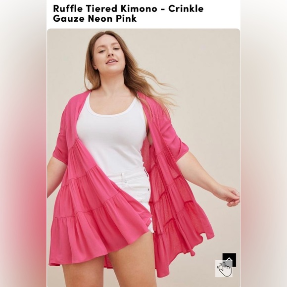 torrid | Tops | Torrid Ruffle Tiered Kimono Neon Pink Size 0 | Poshmark